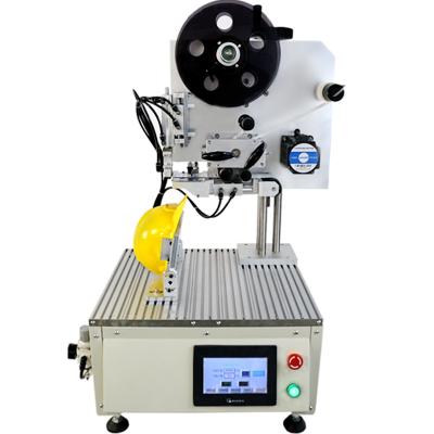 China Adjustable Semi Auto Manual Desktop Cover Filmed Pouch Labeling Machine with 76mm Roll ID for sale