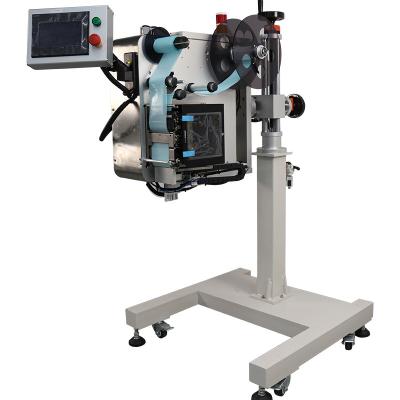 China Thermische papierrol-rewind-druk- en etiketteringsmachine met ZEBRA ZE511 printer label applicator Te koop