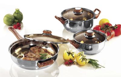 China Body 0.3mm 6 Piece Induction Cooker Stainless Steel Cookware Sets With Casserole, Skillet for sale