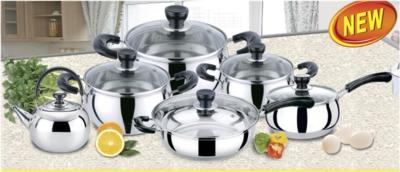 China 12 Piece Apple Kitchen Stainless Steel Cookware Sets with Glass Lid for sale