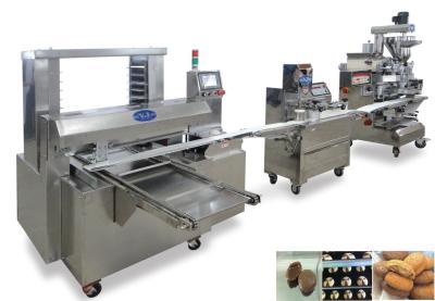 China Cookies Mooncake Filled Bun Encrusting Machines Double Color Cookies Producion Line for sale