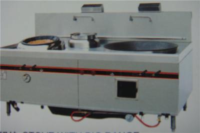 China 250W Double Head Restaurant Natural Gas Cooking Range 96KW / 48KW with Steamer for sale