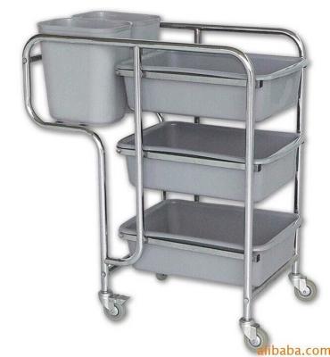 China Customized Collapsible Bucket Stainless Steel Serving Cart With 3 Tier for sale