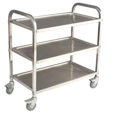 China Commercial 3 Tier Stainless Steel Serving Cart With Castors / Handle for sale