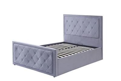 China Odm 1.6x2m Queen Size Platform Bed Bedroom Furniture Upholstery Fabric Velvet for sale