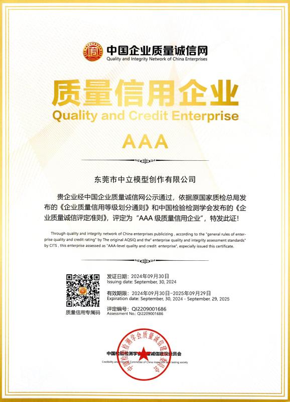 Quality credit enterprise - Dongguan Zhongli Model Creation Co., Ltd.