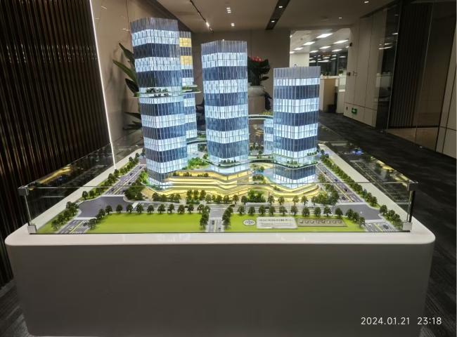 Aerial view of complete architectural model