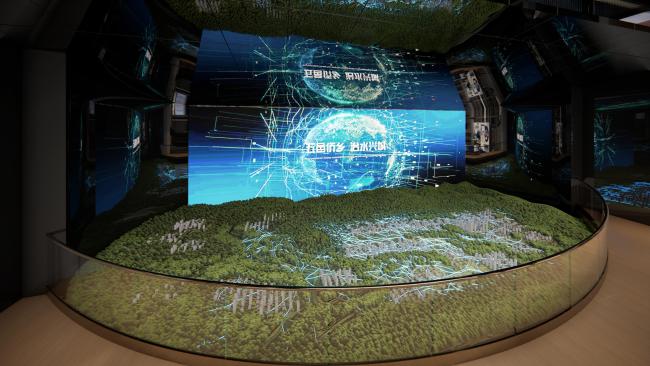 Architectural model showing topography and hydrology