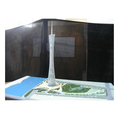 China Architectuurmodel – Guangzhou Tower Hoogbouw Landmark Gebouw Schaalmodel Met Landschap En Verlichtingsontwerp Te koop