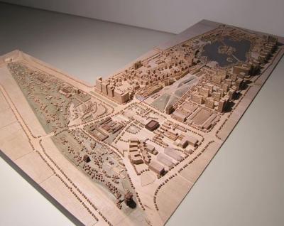 China Architectural Model of a Modern Urban Complex with Illuminated Buildings and Landscaped Features for sale