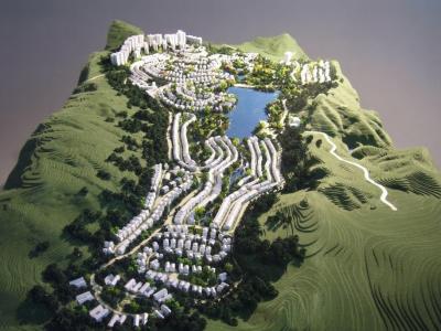 Cina Modello architettonico del masterplan costiero e del parco con sviluppo a uso misto, elementi d'acqua e aree verdi in vendita