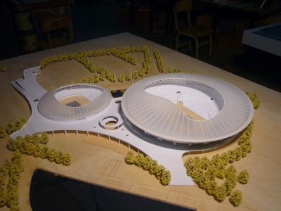 China Modelo de Estádio Esportivo Estilo Olímpico Imóvel Local de Esportes Maquete Arquitetônica em Escala Estádio com Luzes LED Diorama Instalação Esportiva Urbana Projeto à venda