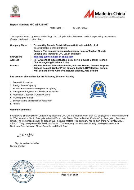 BV CERT - GUANGDONG JIAYING IMPORT AND EXPORT CO., LTD