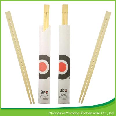 China Disposable Twins Bamboo Chopsticks ;  24 cm Nature Sushi Chopsticks； Open Paper Packing for sale
