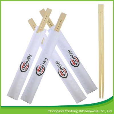 China Restaurant 24cm Sushi Roll Chopsticks Twins Bamboo Open Paper Packing for sale
