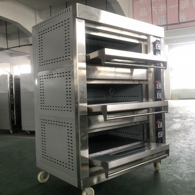 Cina Macchine da forno Funzione elettrica torta a gas Forno per pizza con vassoi competitivi e 3 piani 9 vassoi in vendita