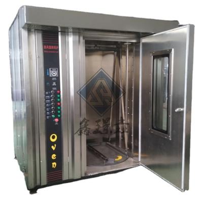 China Multi-function 32 Trays Rotary Rack Oven With High Temperature Resistant Trolley for sale