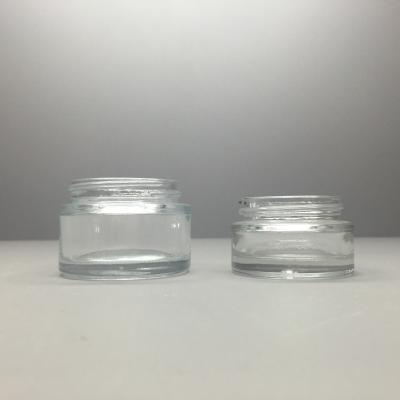 China 50g 20g Cosmetic Packaging Clear Glass Cream Jar With Aluminum Cap for sale