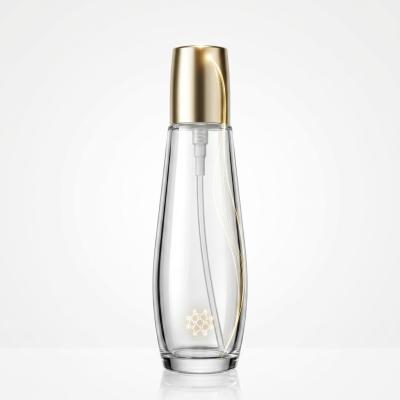 China Custom Frosted Cream Cosmetic Glass Bottles Jars Private Label Skincare Brand with Hot Stamping Logo for sale