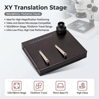 China Supplier 75x55mm Metal XY Stage 155x180mm for Stereo Video Microscope Fine Positioning High Magnification MSS-A-TAB02 for sale