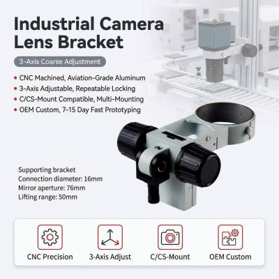 China Supplier Industrial Camera Bracket 3-Axis CNC Aluminum C-Mount CS-Mount for Machine Vision PCB Inspection OEM MSS-A-TJ01 for sale