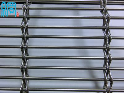 China Architectural Woven Metal Wire Mesh Facades-Barrette Weave/Cable Mesh System for sale