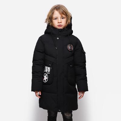 China Bilemi Solid Black Thick Hooded Warm Boys Winter Jacket Fashion Parka Kids Downcoat for sale