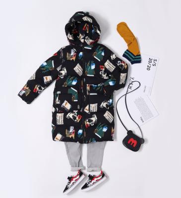 China Winter Kids Qualitiy Autumn Fashion White Duck Feather Parka Girls Stock Print Warm Puffer Down Jacket for sale