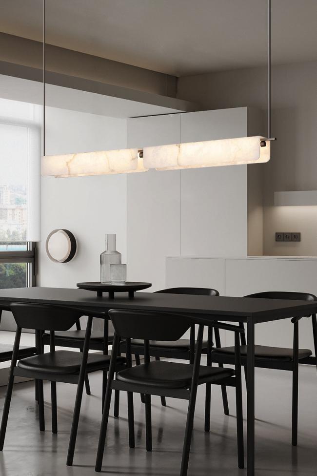 Side view of linear chandelier design