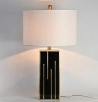 China Fabric Lampshade Household Modern Table Lamp Black Gold E26 E27 Rustproof for sale