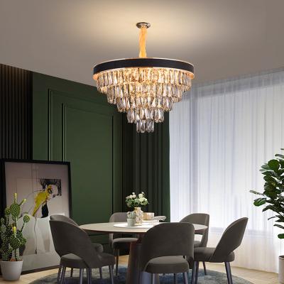 China 2700k 6500k Smokey Grey Pendant Light Round Crystal Modern Grand Chandelier for sale
