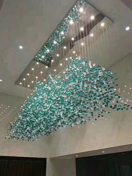 Lobby Crystal Round Shape Custom Chandelier Pendant Lamp K9