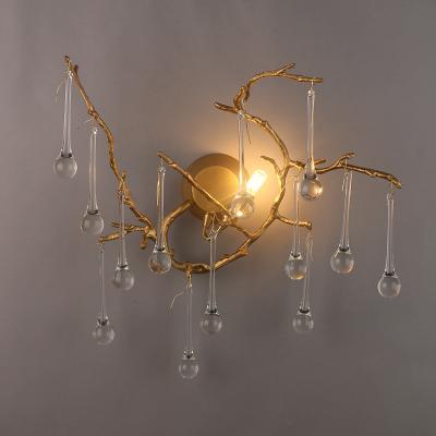 Cina Controllo del pulsante in ottone Lampada da parete moderna candelabro Luci da parete in vendita