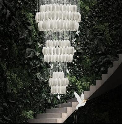 China Nieuw ontwerp hoog plafond decoratie luxe kandelaars modellen villa trap keramische bloemen hanger licht Te koop