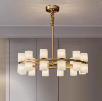 China Decoración de moda española de alta calidad lámpara de mármol sala de estar europea techo alto clásico piedra de cuarzo redonda candela for sale