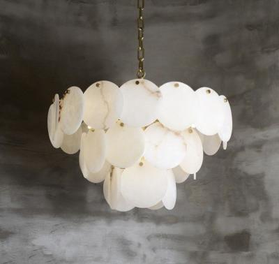 China Moderne verlichtingsarmaturen luxe restaurant bar binnenshuis grote marmeren kroonluchter voor woonkamer eenvoudige alabaster kroonluchter D60CM Te koop