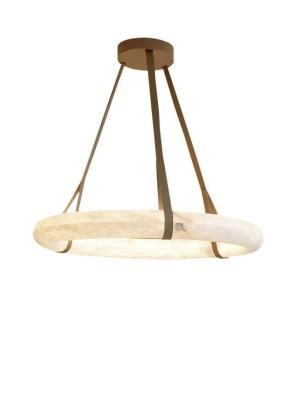 Cina Luce di lusso di pelle lampadario cerchio di marmo cucina soggiorno arte creativa alabastro luce lampada appesa in vendita