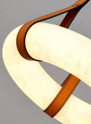 Cina Luce di lusso di pelle lampadario cerchio di marmo cucina soggiorno arte creativa alabastro luce lampada appesa in vendita