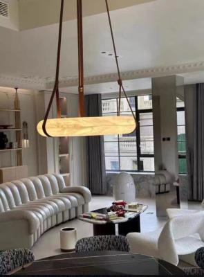 Cina Luce di lusso di pelle lampadario cerchio di marmo cucina soggiorno arte creativa alabastro luce lampada appesa in vendita