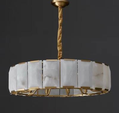 Cina Moderno luxo candelabro casa soggiorno camera da letto marmo naturale nero oro doppio colore rame di rame alabastro pendente in vendita