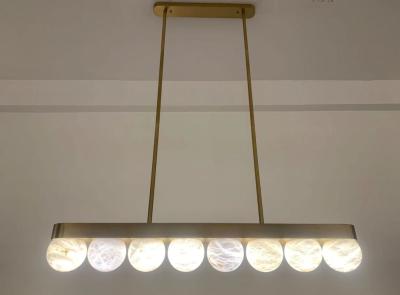 China Moderne nordische Marmor-Kronleuchter Designer High-End-Minimalismus Wohnzimmer Alabaster Licht Alles Kupfer Esszimmer Schlafzimmerlampe zu verkaufen