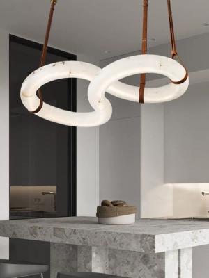 Cina Moderna figura otto forma design soggiorno cucina isola alabastro naturale spagnolo candelabro lampadari in vendita