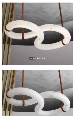Cina Moderna figura otto forma design soggiorno cucina isola alabastro naturale spagnolo candelabro lampadari in vendita