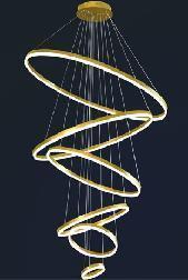 Китай Шесть колец Золотая акриловая люстра Светодиодная люстра Современная гостиная Лестница Потолочная комната Роскошно оформлена продается