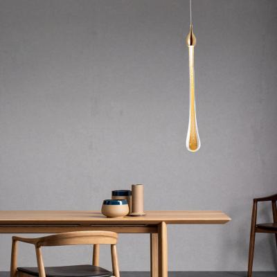 China Raindrop Gold Einzelkopf Kleiner Kronleuchter Luxus Kupferglas Led Hängeleuchte Nordic Einfache Nachttisch Anhänger Licht for sale