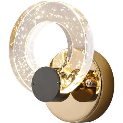 China 3000K Bedroom Bedside Lamp Nordic Modern Simple Light Luxury Living Room Wall Minimalist Bubble Crystal Wall Lamp for sale