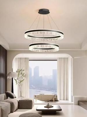 China Uitstekende dubbele cirkel woonkamer slaapkamer LED interieur kroonluchter briljant acryl hotel villa eetkamer kroonluchter Te koop