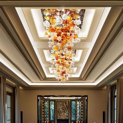 China Modern Decorative Crystal Multi-Color Bubble Glass Ball Chandelier Used for Hotel Lobby Table Wedding Custom Lobby Long Staircase Big Size Luxury Project Led Glass Ball Chandelier Pendant Light for sale