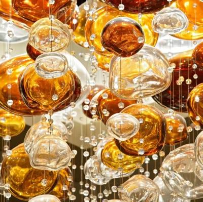 China Modern Decorative Crystal Multi-Color Bubble Glass Ball Chandelier Used for Hotel Lobby Table Wedding Custom Lobby Long Staircase Big Size Luxury Project Led Glass Ball Chandelier Pendant Light for sale