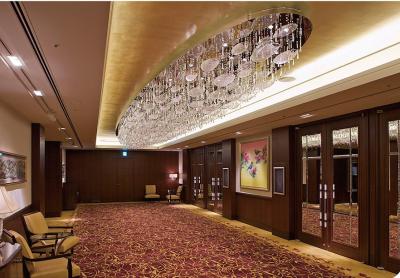 Cina Catena di cristallo ovale personalizzata Villa di vetro Hotel Lobby lampadario Grande progetto alberghiero Dipartimento di lampadine di cristallo Tavola di sabbia Sala club Sala di vetro Progetto di illuminazione creativa Lobby in vendita